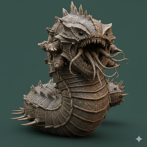 🪱 Sand Worm Titan – Giant Desert Monster – Fantasy Boss STL – 3D Print ...