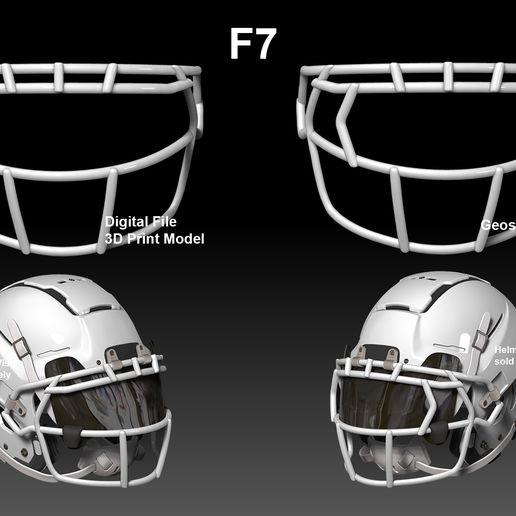 🪖 Facemask pack II for NFL Schutt F7 Geosanmo Helmet 3D print model・ 3D File for 3D printing・Cults