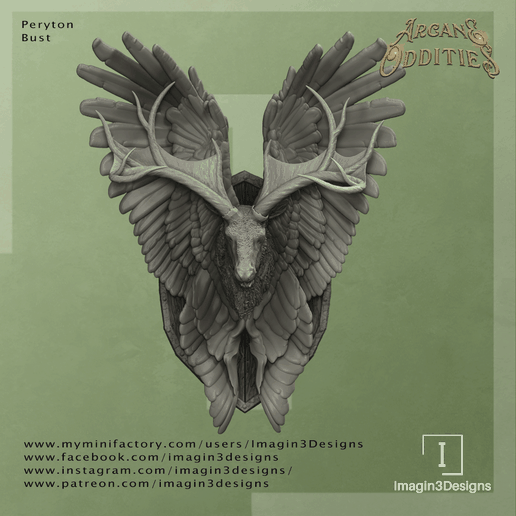 👤 Peryton Bust・ 3D File for 3D printing・Cults