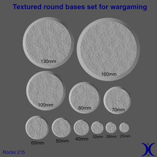 🪨 Round Bases Set – Rocks 21 Texture (25–160mm) | Perfect for Tabletop ...