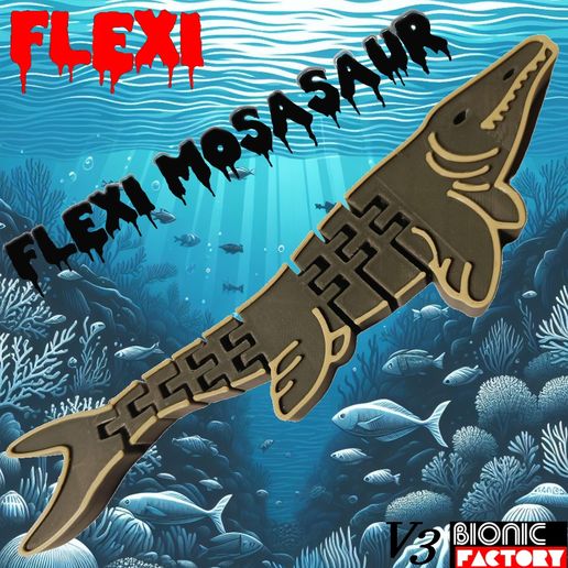 STL file flexi mosasaur 🐠 ・Model to download and 3D print・Cults