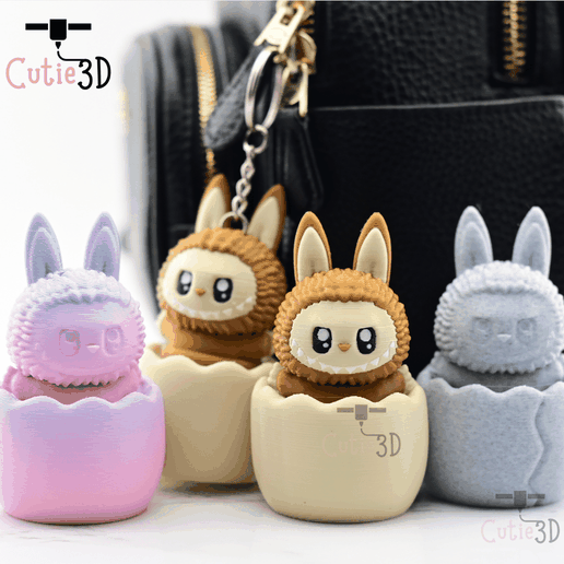 🥚 Cutie3D Twisty Clicker Easter Egg Labubu Keychain - Cute Backpack ...