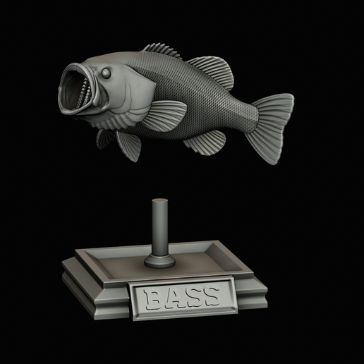 🐠 fish Largemouth Bass / Micropterus salmoides trophy statue detailed ...