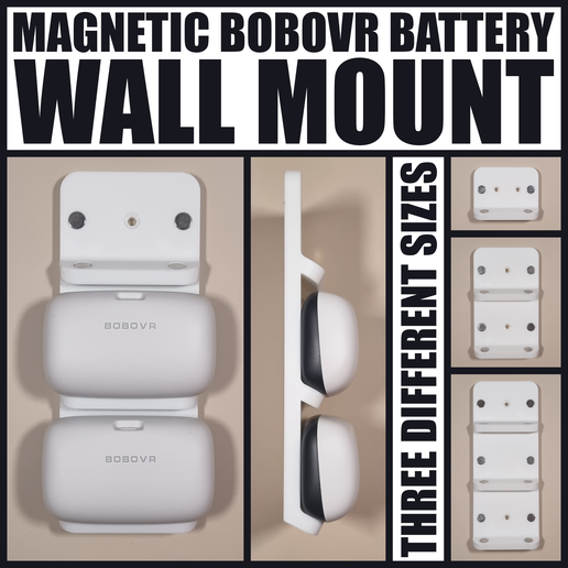 🧲 Magnetic BOBOVR B100 Battery Wall Mount・ 3MF File for 3D printing・Cults