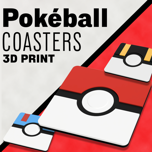 3D file Square Pokéball Coaster Set – Pokéball, Great Ball & Ultra Ball ...