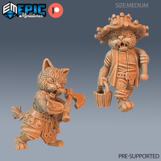 Fichier 3D Cat Folk Tribe Warrior & Fisher ‧ DnD Miniature ‧ Tabletop ...