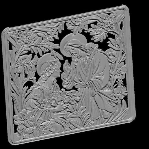 ️ Sacred Blessing Floral Relief Jesus and Woman・ STL File for 3D ...