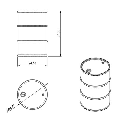 Archivo STL Tambor de 200 litros a escala 1/24・Modelo imprimible en 3D para descargar・Cults