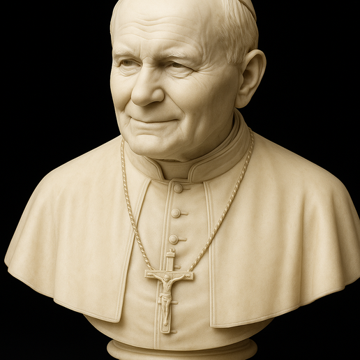 👤 Pope John Paul II – 3D Printable Bust・ STL File for 3D printing・Cults