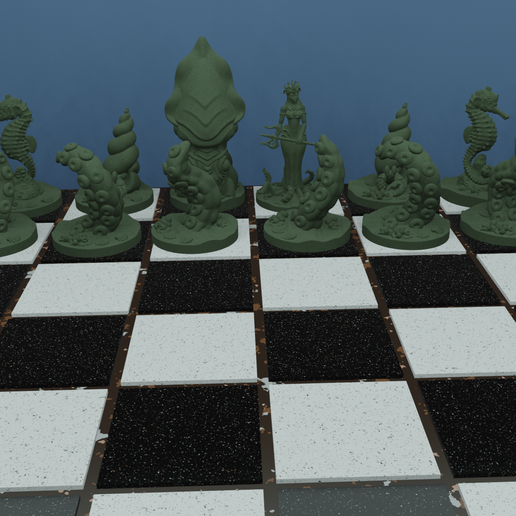 ♟️ Chess Set kraken Squid King Sea Battle Creatures・ 3D File for 3D ...