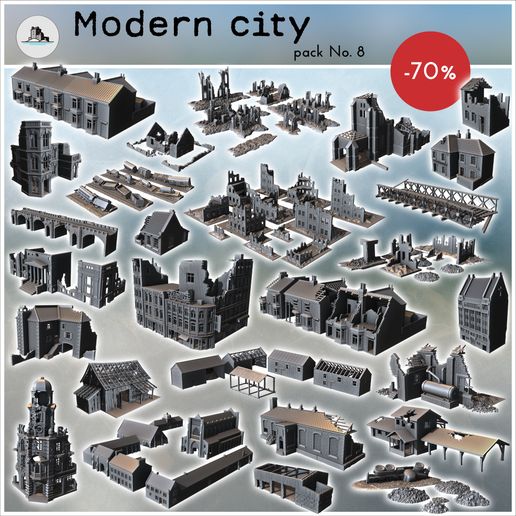 🏙️ Modern city pack No. 8 - Modern WW2 WW1 World War Diaroma Wargaming ...