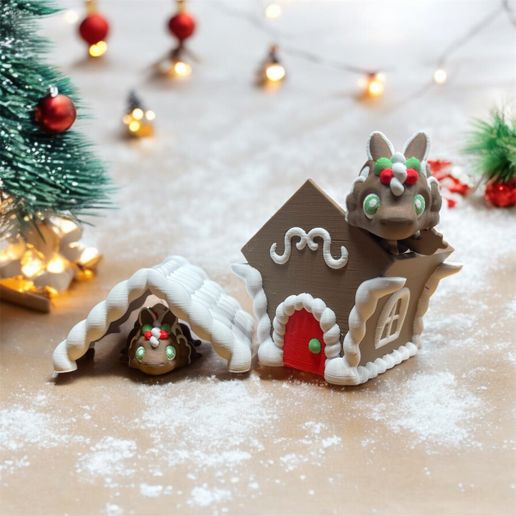 🐉 Gingerbread Dragon with House・ 3D File for 3D printing・Cults