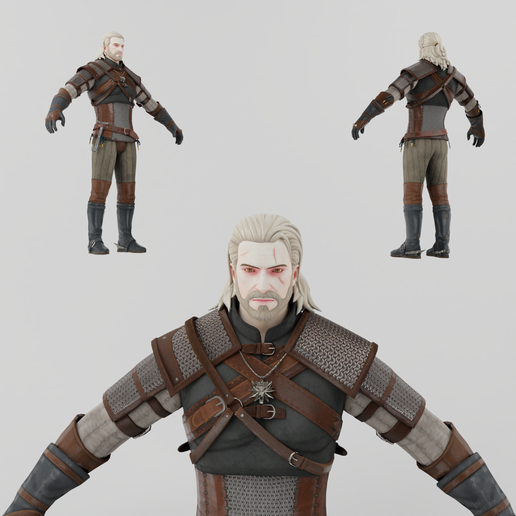 🎲 Geralt di Rivia Lowpoly Rigged・ OBJ File for ・Cults