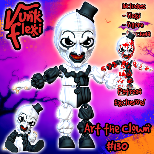 🎨 Terrifier Art the Clown Flexi Print-In-Place + figure & keychain・ STL ...
