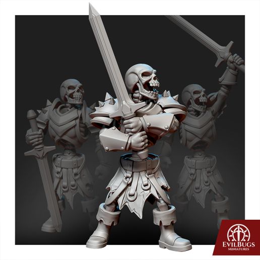 💀 Legion of Bones ( 5 skeletons, 15 Poses ) 28mm/32mm/54mm・ 3D File for ...