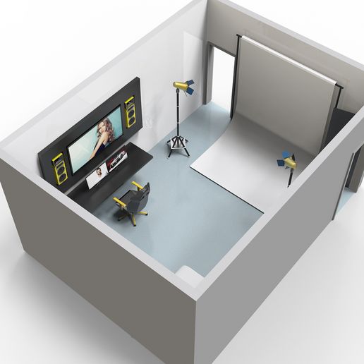 🎵 Photography Studio 3d model setup・ OBJ File for ・Cults