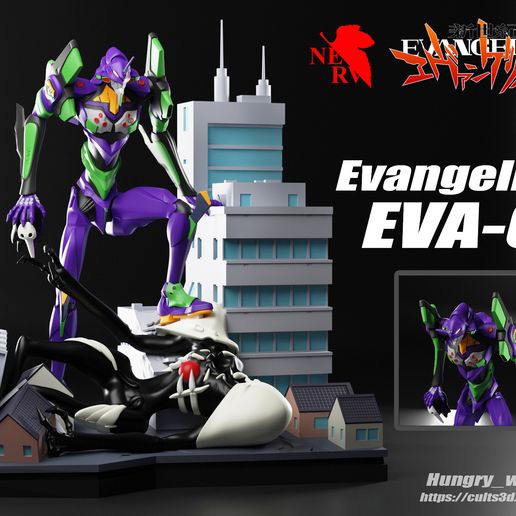 🇯🇵 EVA-01 from anime Evangelion・ 3D File for 3D printing・Cults