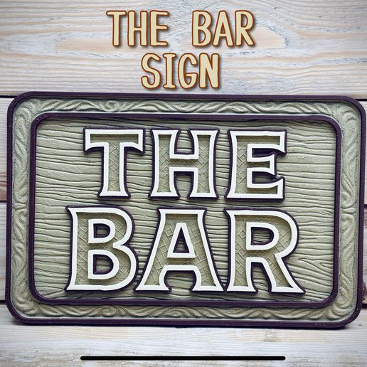 🧑‍🎤 THE BAR sign・ STL File for 3D printing・Cults