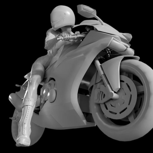 🧑‍ ️ Biker Pilot Racing Girl Statuette・ STL File for 3D printing・Cults