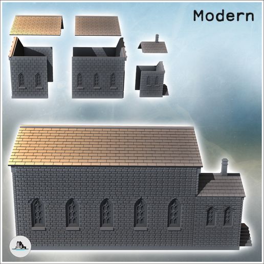 🧱 Brick workshop with large access door and annex with staircase (4 ...