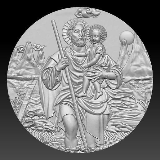 ️ Saint Christopher Pendant 3D print model・ STL File for 3D printing・Cults