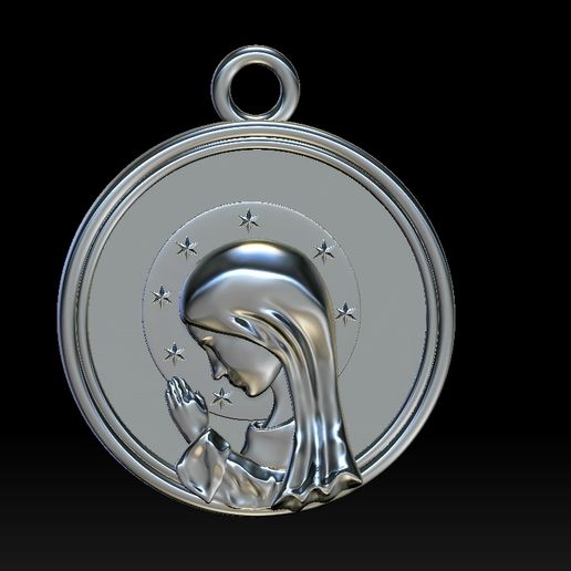 STL file Catholic Virgin Mary Praying Pendant 1 3D print model 🙏 (OBJ ...
