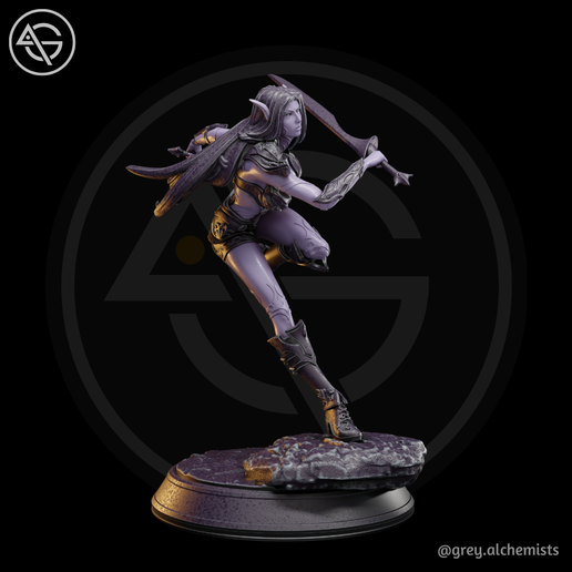 🏹 Rina the Drow Demon Hunter - Attacking, DnD Miniatures - Fantasy ...