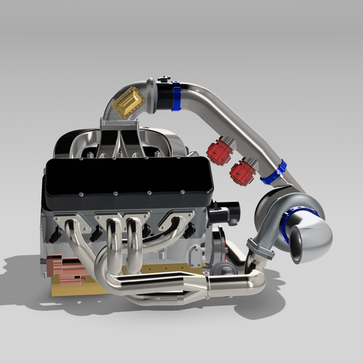 🏎️ SBC Single Turbo Higgins Race Motor Small Block Chev・ STL File for ...