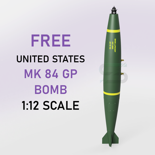💣 United States MK 84 GP Bomb 1:12 Scale・Free STL File for 3D printing ...