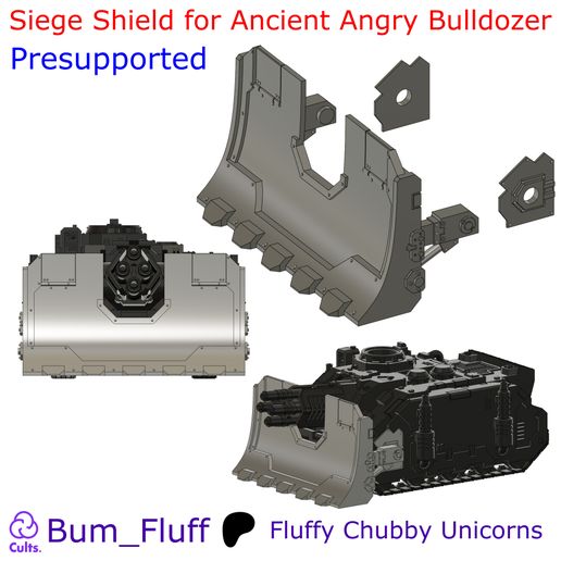 Файл STL Siege Shield for Ancient Angry Bulldozer - Presupported 🛡️ ...