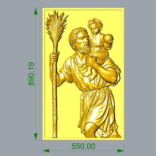 ️ Saint Christopher Relief・ STL File for 3D printing・Cults