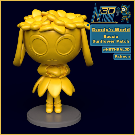 🗺️ Dandy's World: Skin Bassie Sunflower Patch・ 3D File for 3D printing ...