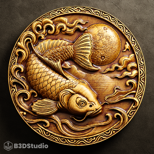 🐠 Fish Relief for CNC Laser and 3D Print STL File and 4K Grayscale TIF ...