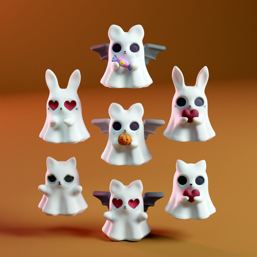 🎃 Ghosts cats, hares and bats・ STL File for 3D printing・Cults