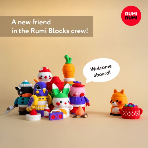 🦊 Forest Stackable Rumi Blocks Set with Fox・ 3D File for 3D printing・Cults