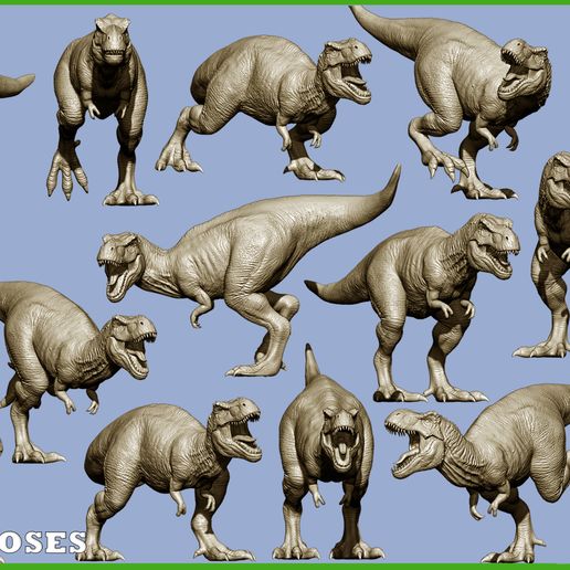 Archivo 3D 17 poses del Tiranosaurio T-Rex 🦖 ・Modelo para descargar y ...