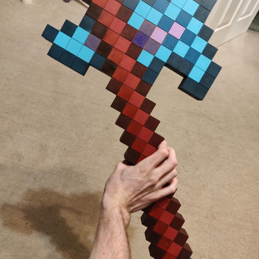 🪓 Pixel Axe with small grove for masking・ STL File for 3D printing・Cults