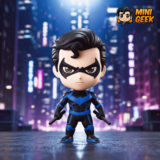 🤓 Mini Geek : Nightwing Chibi・Fichier STL pour Impression 3D・Cults