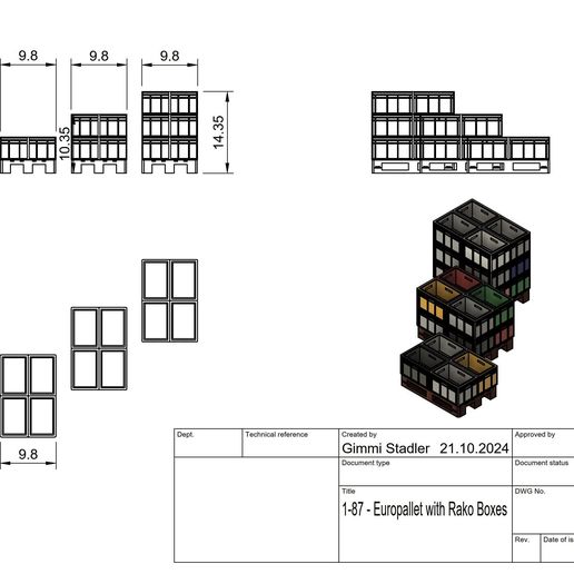 OBJ file 1/87 - HO Scale - Rako Boxes on Europallets Cargo Trains 🚂 ・3D ...