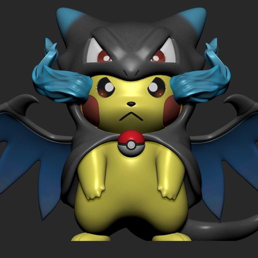 🐉 Pokemon - Pikachu Mega Charizard X Cosplay・Free STL File for ・Cults