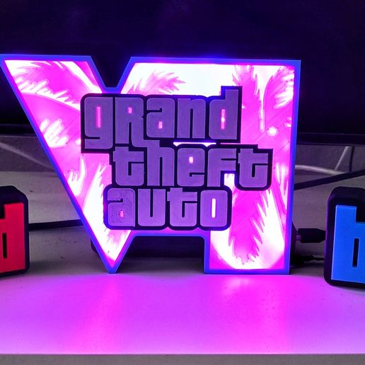 Archivo STL Grand Theft Auto 6 - GTA 6 VI Lightbox 🎲 ・Idea de impresión ...