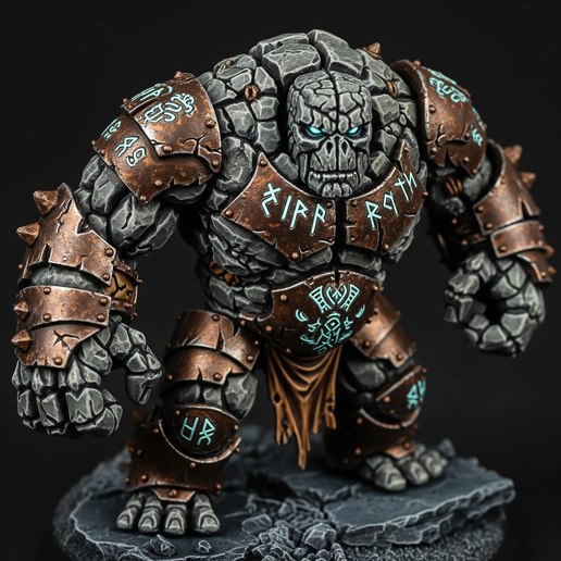 🪨 Runic rock golem・Free OBJ File for 3D printing・Cults