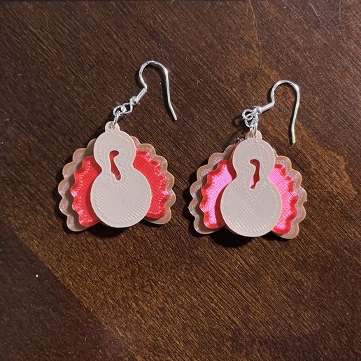 🦃 3 Layer turkey earrings・ STL File for ・Cults