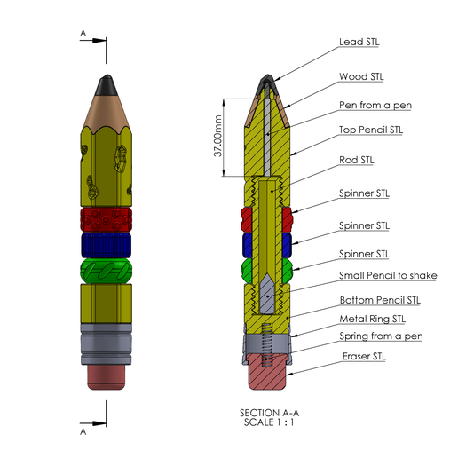 ️ Pencil Fidget Toy・ STL File for 3D printing・Cults
