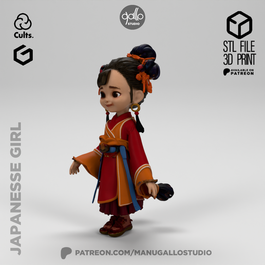 👧 JAPANESSE_GIRL・ STL File for 3D printing・Cults