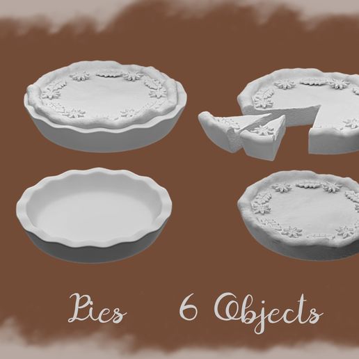 🎲 Miniature Pies Set – 6 Objects | Dollhouse & Tabletop 3D Models・ STL ...