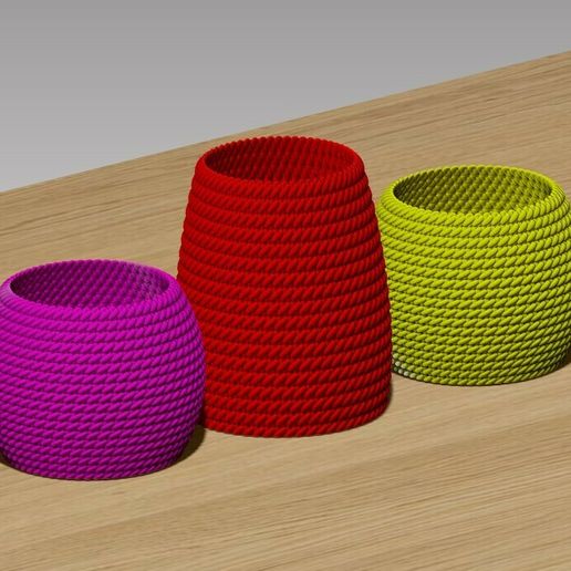 Free STL file Weaved Yarn Pattern Pots Set 🧶 ・3D printing design to ...