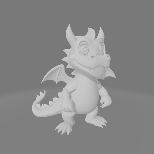 🐉 Cute Cartoon Dragon STL – Small Wings | Smooth & Textured Mesh | Flat ...