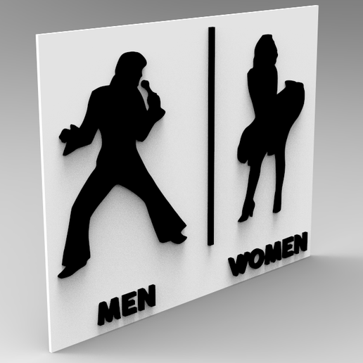 🚽 TOILET SIGN ELVIS AND MARILYN・Free STL File for ・Cults