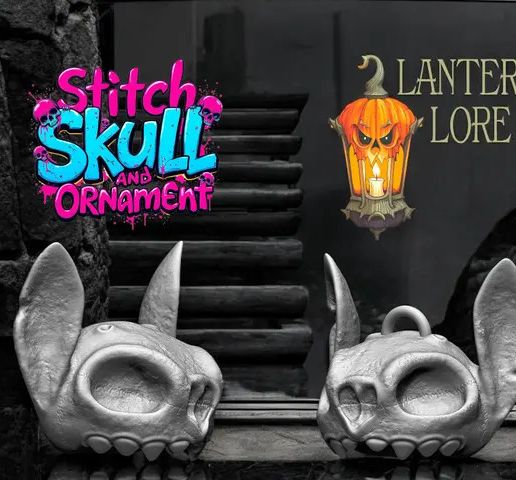 💀 Stitch Skull & Ornament・ 3D File for 3D printing・Cults
